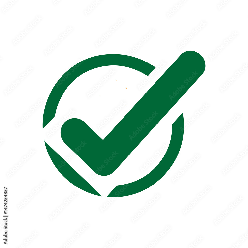 Iconic Green Checkmark: A close-up captures a vivid green checkmark ...
