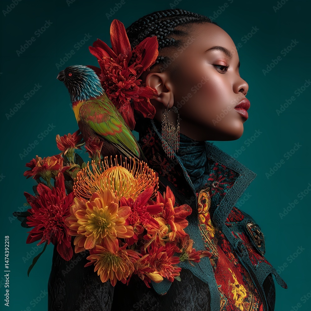 Exotic Bird Trainer with a Parrot in a Tropical Environment. Suitable ...