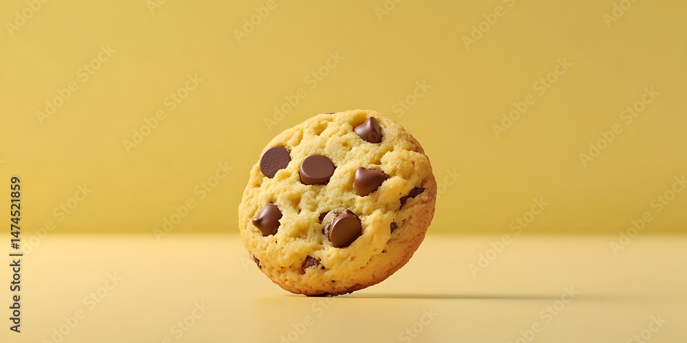 Linear design of a chocolate chip cookie in light yellow with clean ...