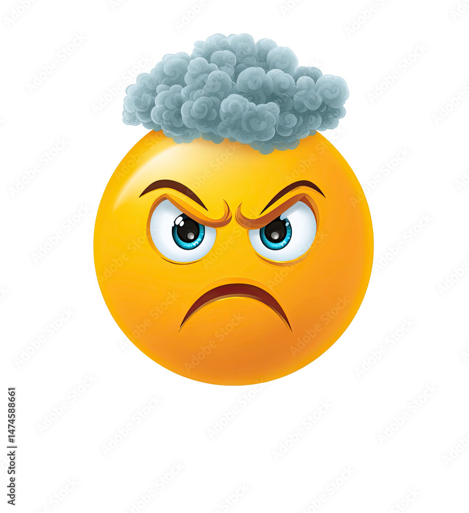 Angry Emoticon with Smoke Hair on Transparent Background. angry ...