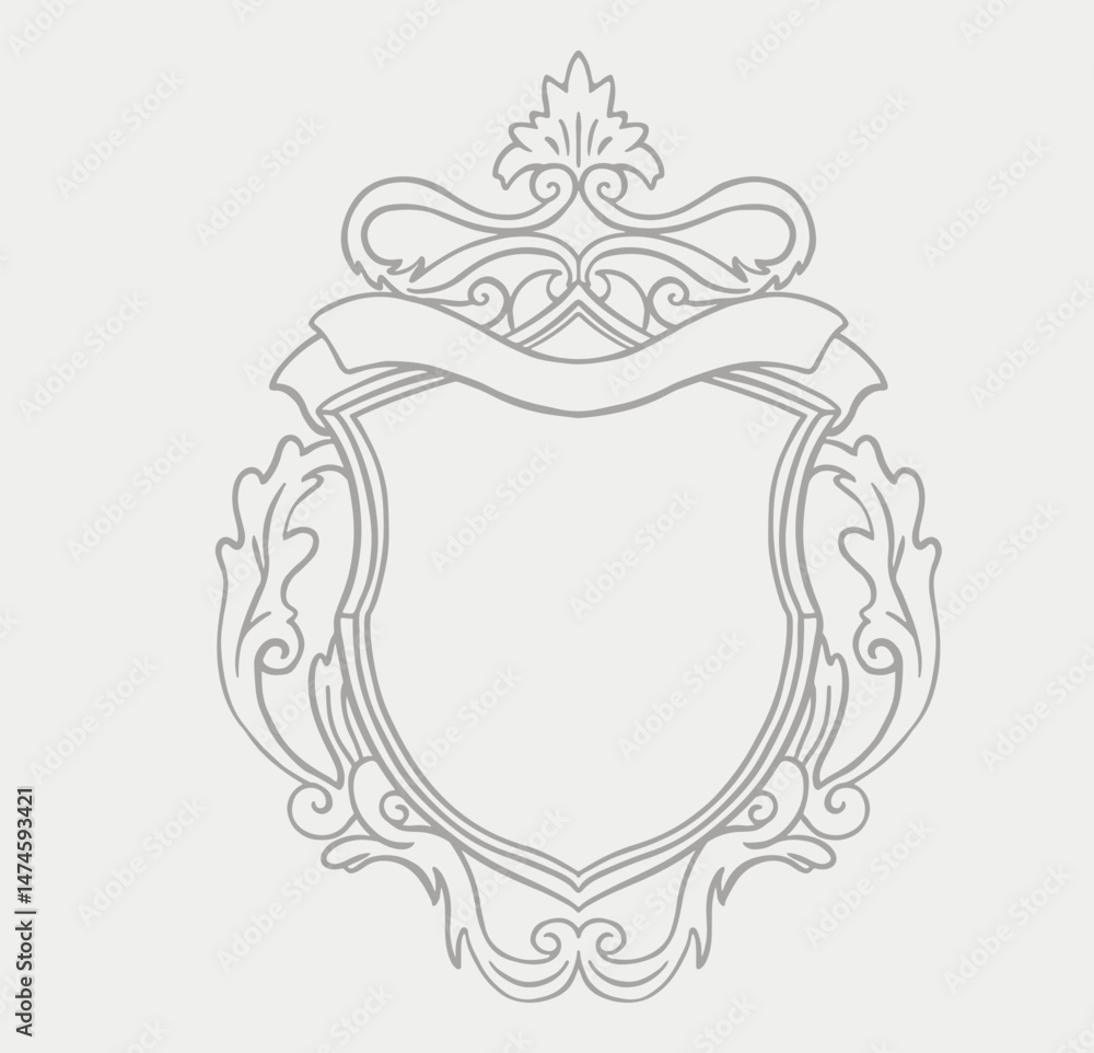 Vintage crest banner frame. Heraldic monogram frame with crown. Stock ...