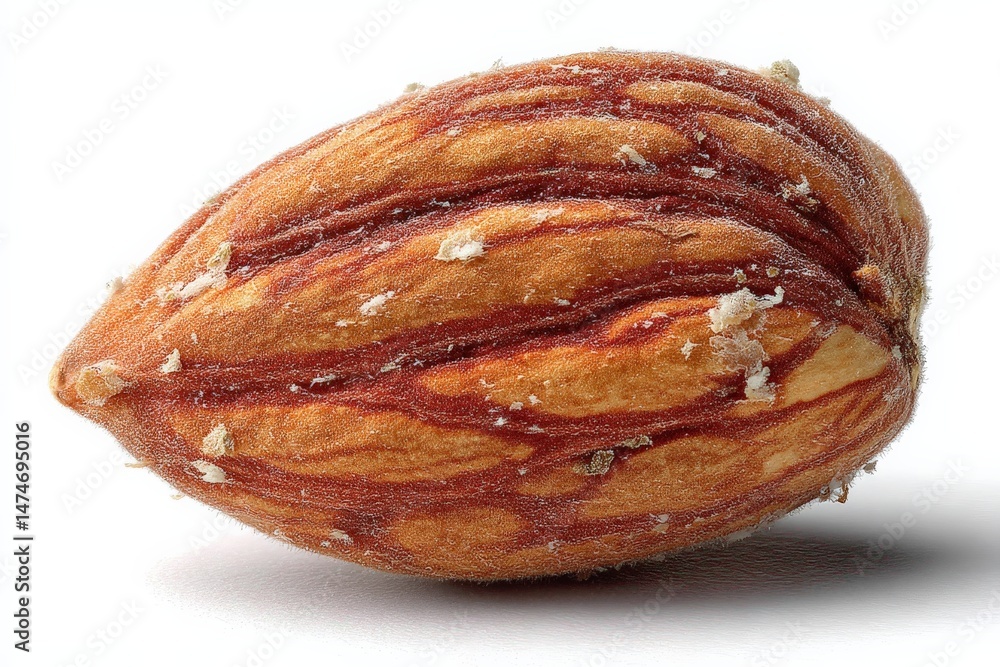 Almond nut cracked open showing unique texture and patterns on its ...