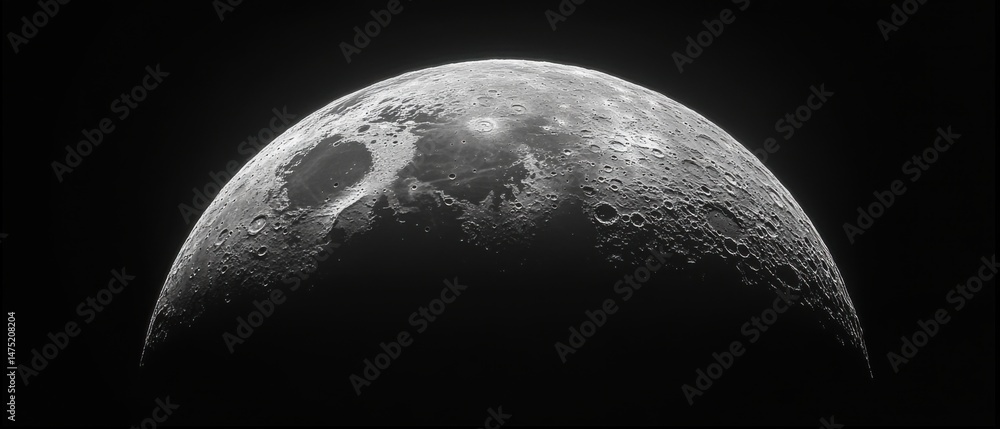 Detailed Lunar Surface Close Up Revealing Craters and Texture in ...