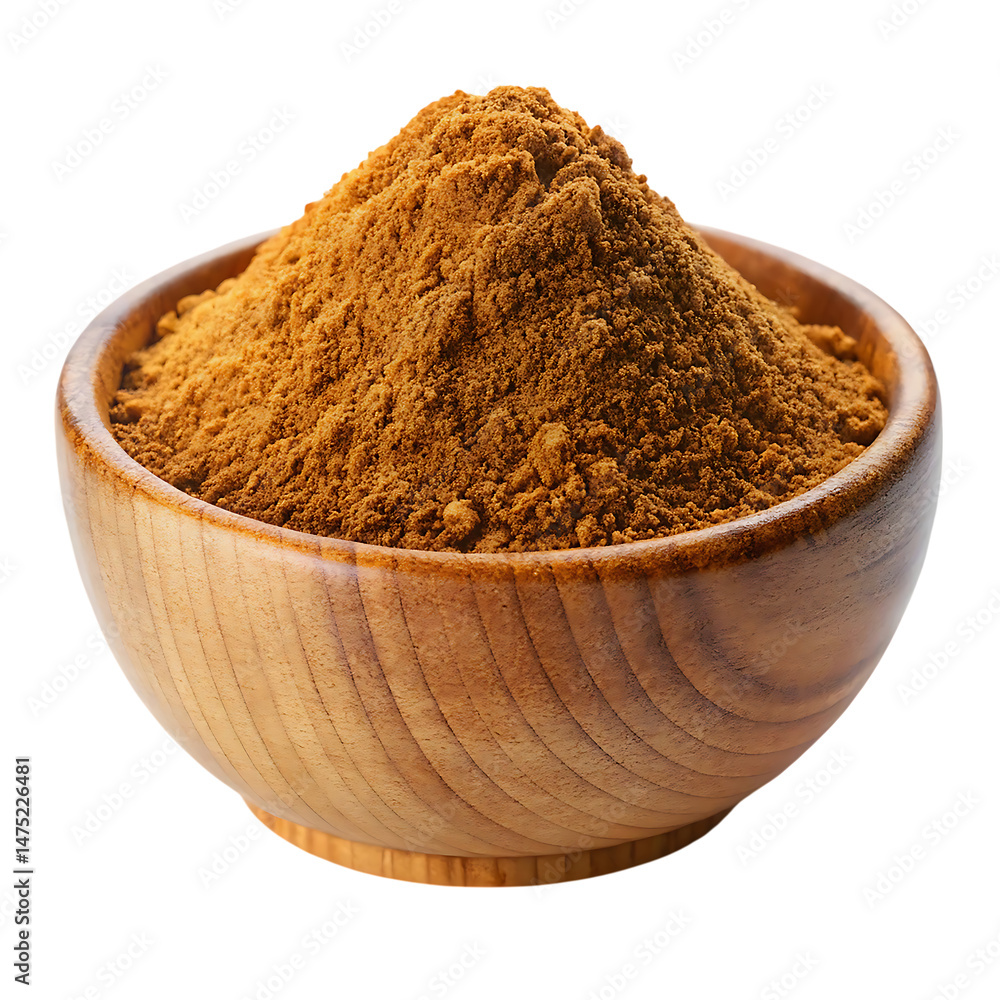 Garam Masala Spice Powder in Wooden Bowl Isolated On Transparent ...