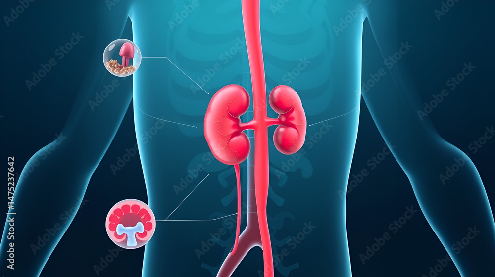 Stock-Foto „Illustrate how kidney disease affects excretory system and ...