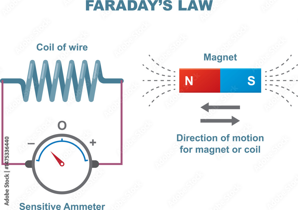 Faraday's law. Electromagnetic induction. Physical. Stock Vector ...