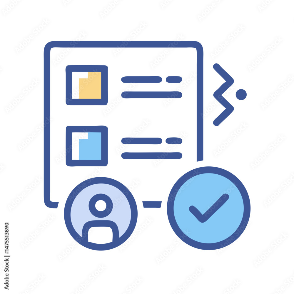 Candidate selection icon with document and checkmark symbols Stock ...