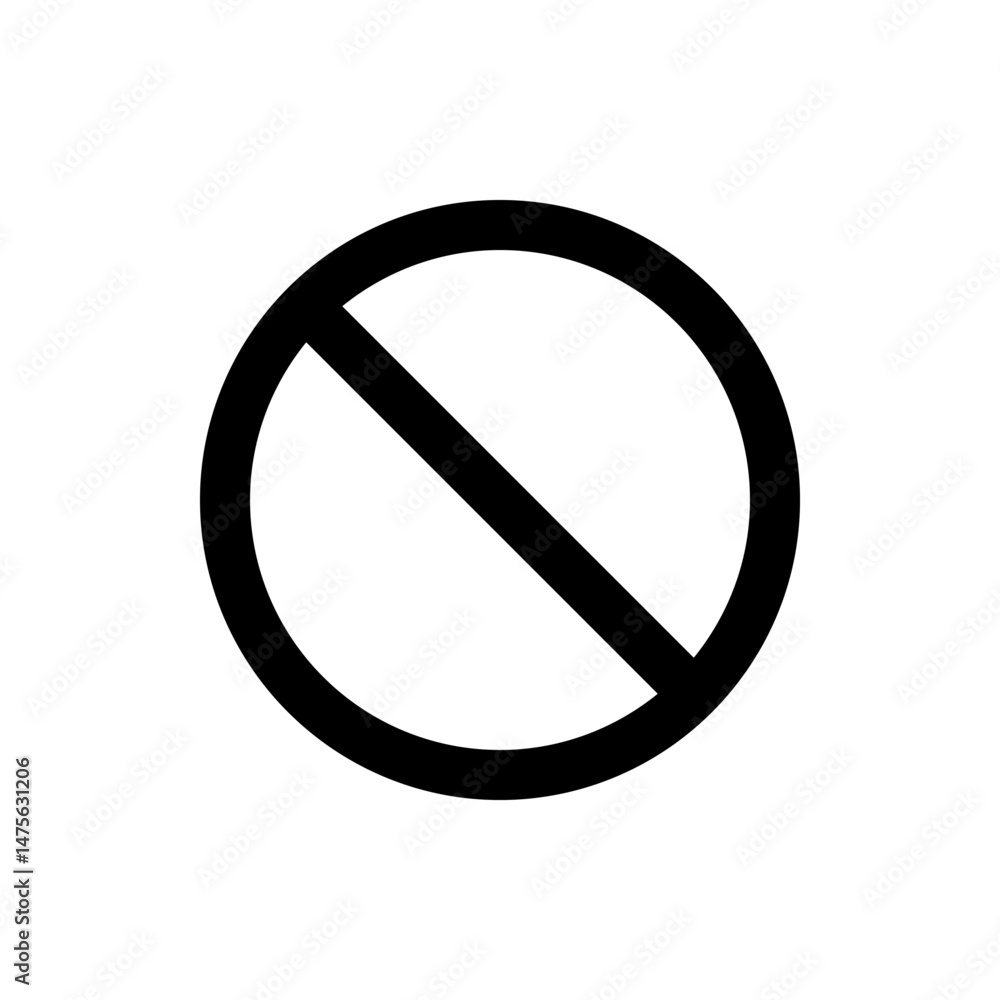 A circular shape with a diagonal line through it representing a ...