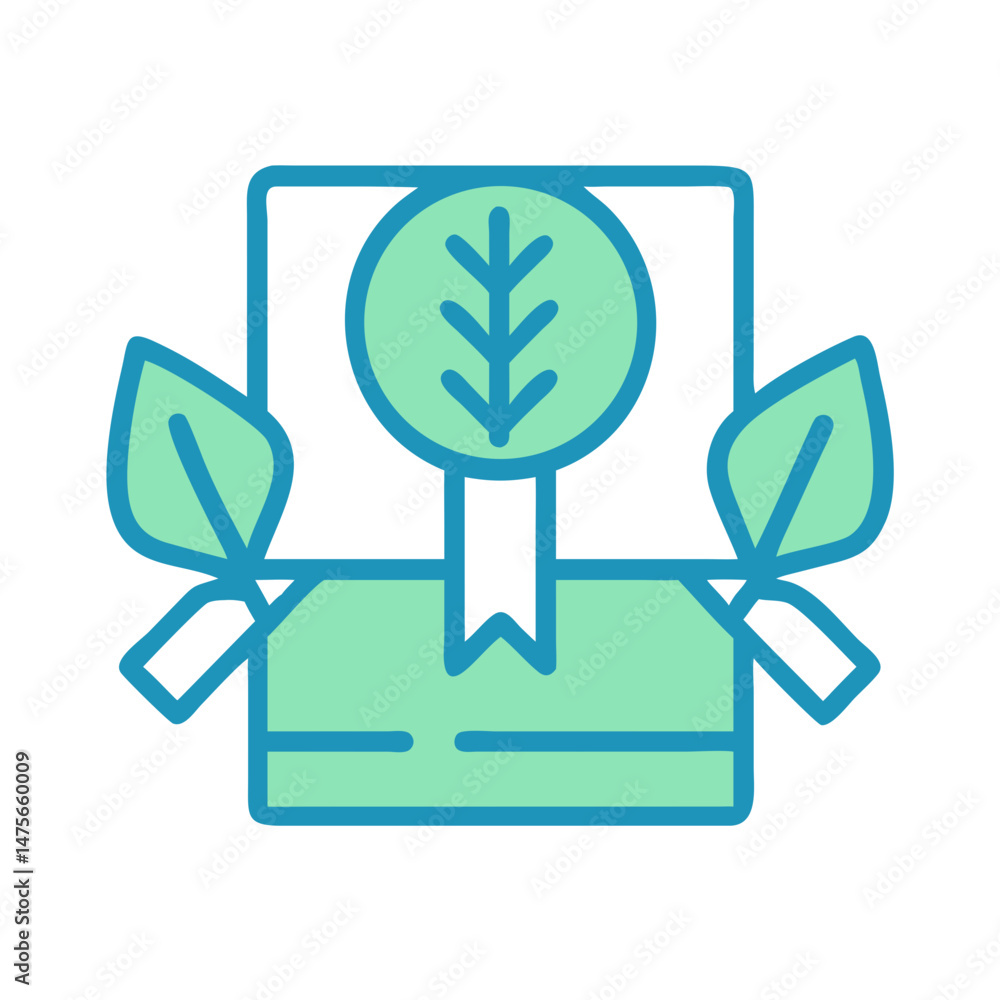 Eco-Friendly Product Packaging with Leaves and Certification Symbol ...