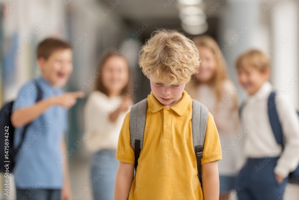 Bullying and Emotional Struggles. A young boy feeling isolated and sad ...