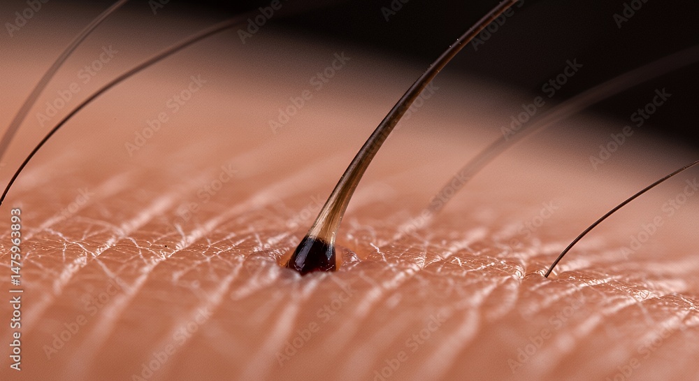 Macro Photography of Human Skin, Hair Follicle, and a Single Hair ...