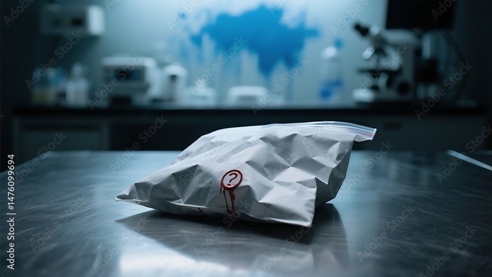 Forensic Evidence Bag with Mystery Mark in Crime Lab Stock Photo ...