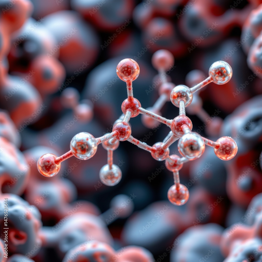 a close up 3d model of the indole 3 carbinol molecular structure, with ...