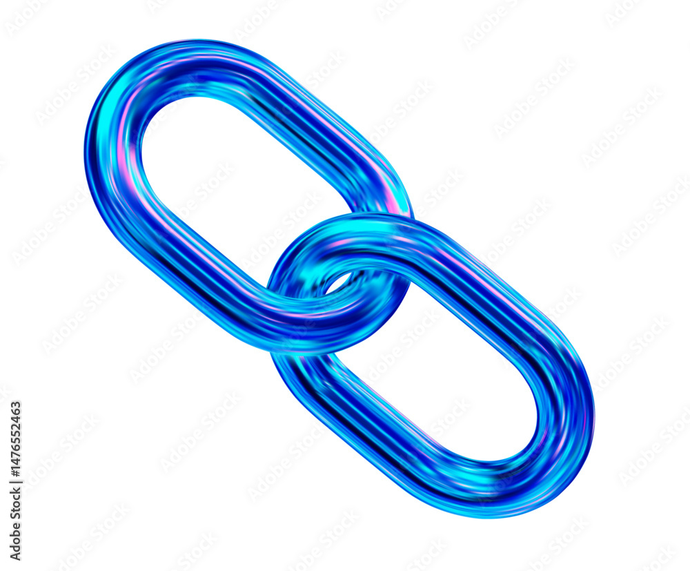 3d blue holographic, neon chain or link Icon. Stock vector illustration ...