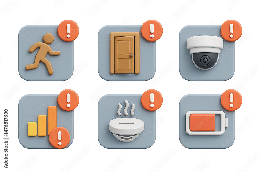 Security and alert 3d icons set – isometric, emergency, safety symbols ...