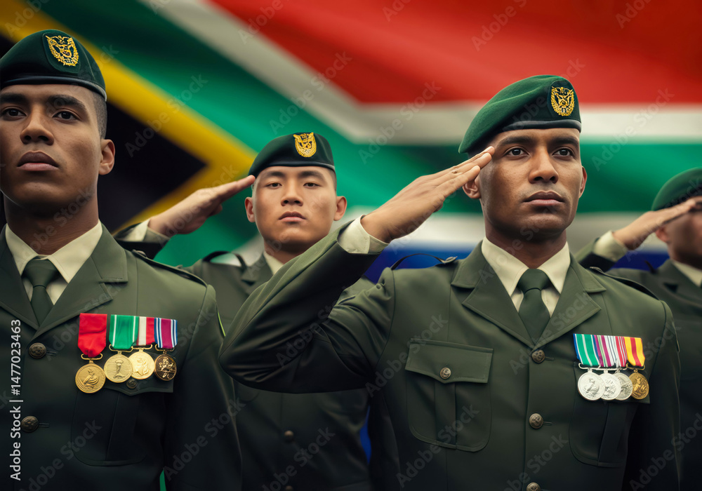 South African soldiers giving salute during ceremony military, glory ...