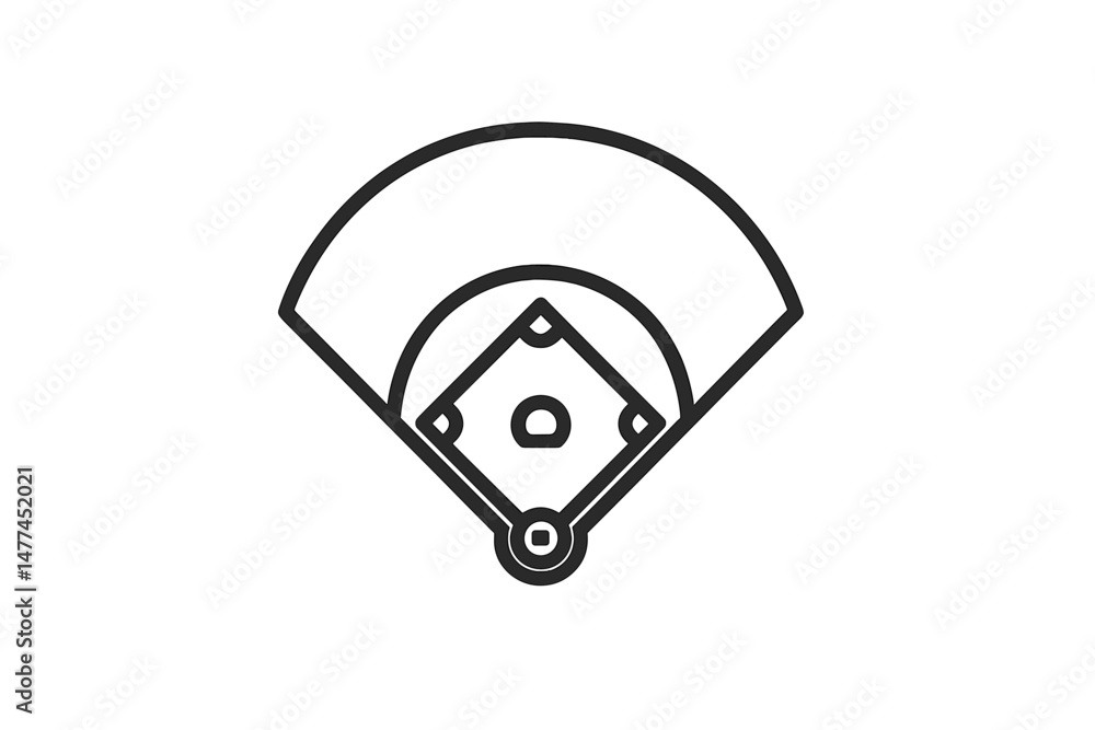 Outline of a baseball diamond depicting the infield layout with bases ...