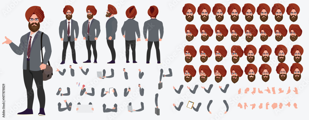 เวกเตอร์ Stock Man Character design. Front, side, back view and ...
