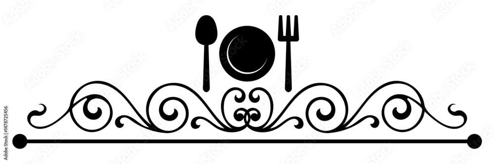 Editable Elegant black and white food menu header vector with ...