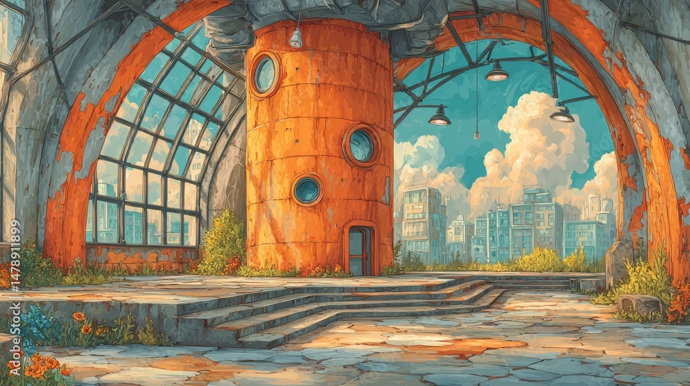 Sci-fi inspired building featuring a prominent clock that adds a unique ...