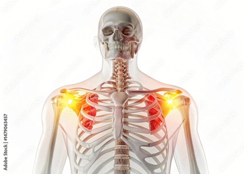 Stock-Illustration „Human Anatomy 3D Model Shoulder Joint Pain ...