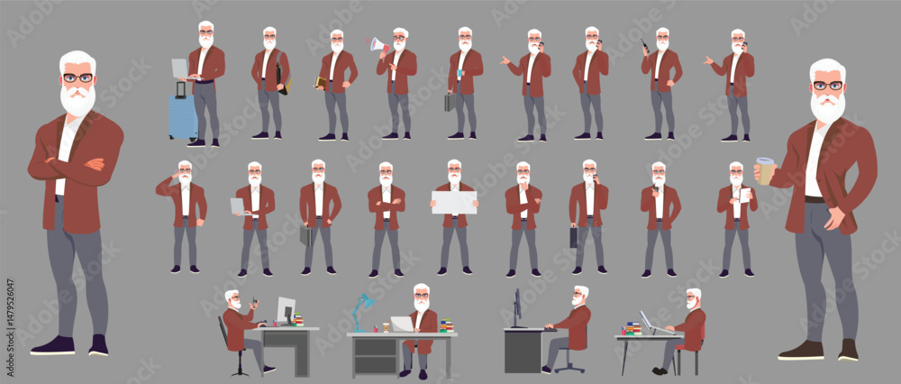 Vector de Stock Man Character design. Front, side, back view and ...