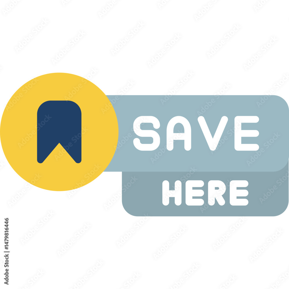 Save Here Icon File and Document Storage Symbol Stock Vector | Adobe Stock
