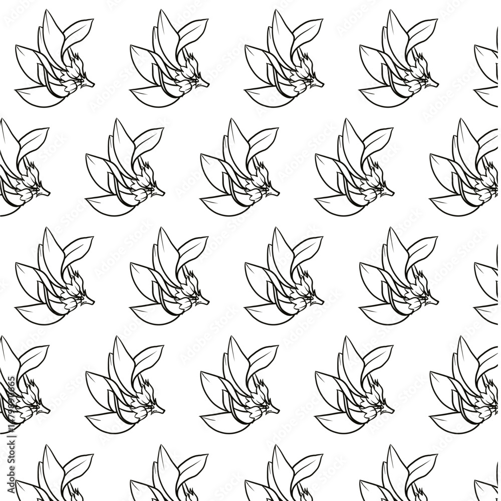 Ashoka Tree Flower or Saraca indica Seamless Pattern Hand drawn vector ...