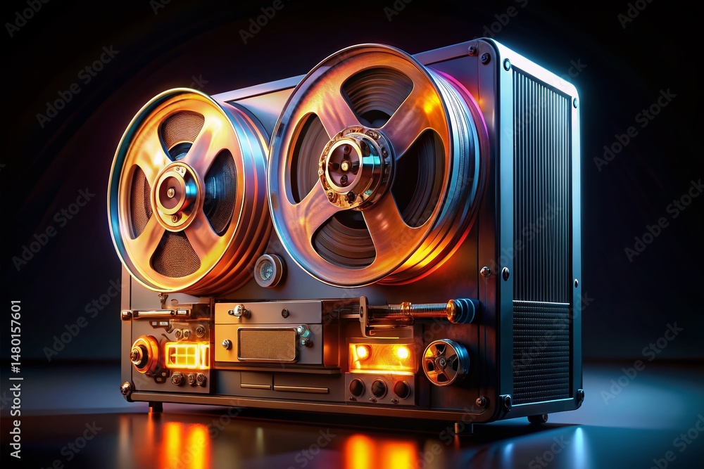 Retro Reel-to-Reel Recorder Self-Starting Loop Animation, Black ...