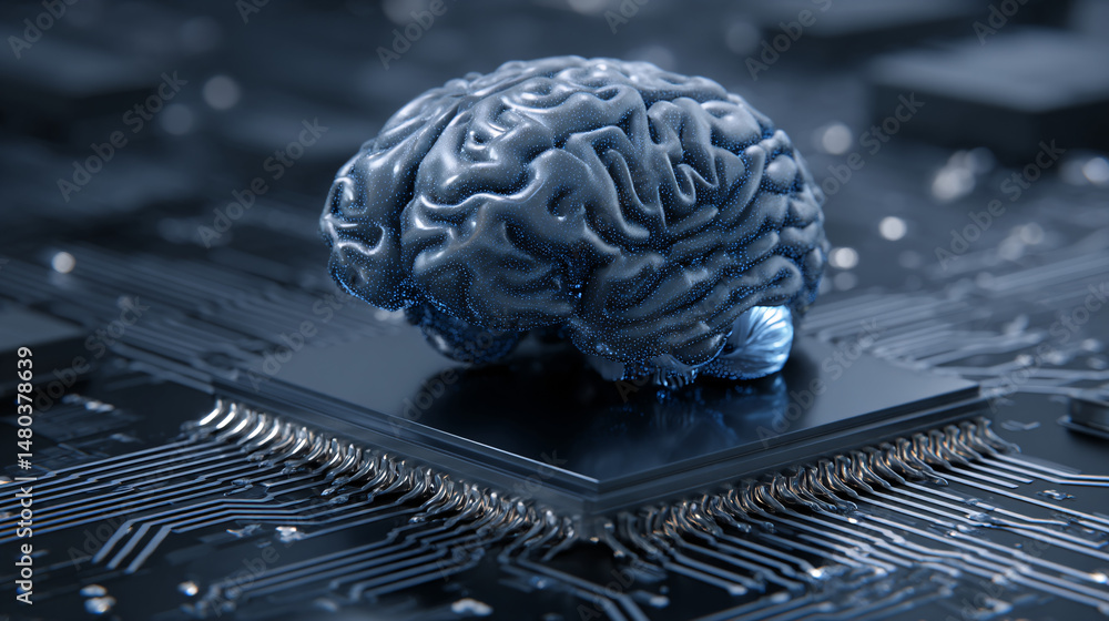 Artificial Brain on CPU Chip Representing Advanced AI and Neural ...