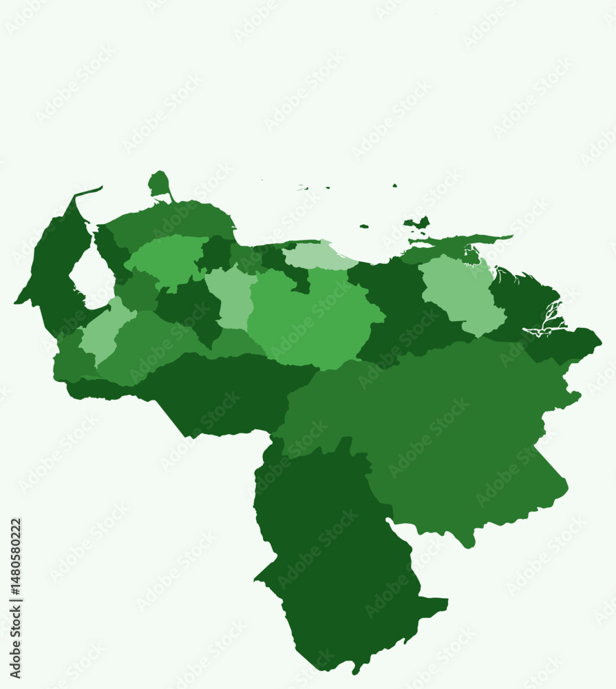 Map of Venezuela with regions. Just a simple country border map with ...
