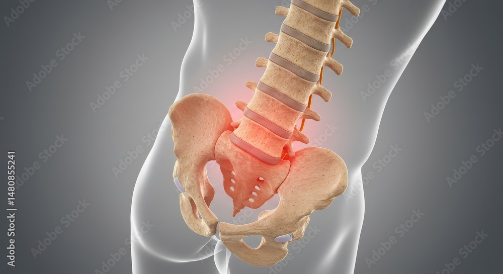 Lower Back Pain Anatomy Illustration - Medical illustration showing ...