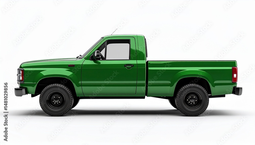 Blank Green Pickup Truck Side View Mockup Stock Photo | Adobe Stock
