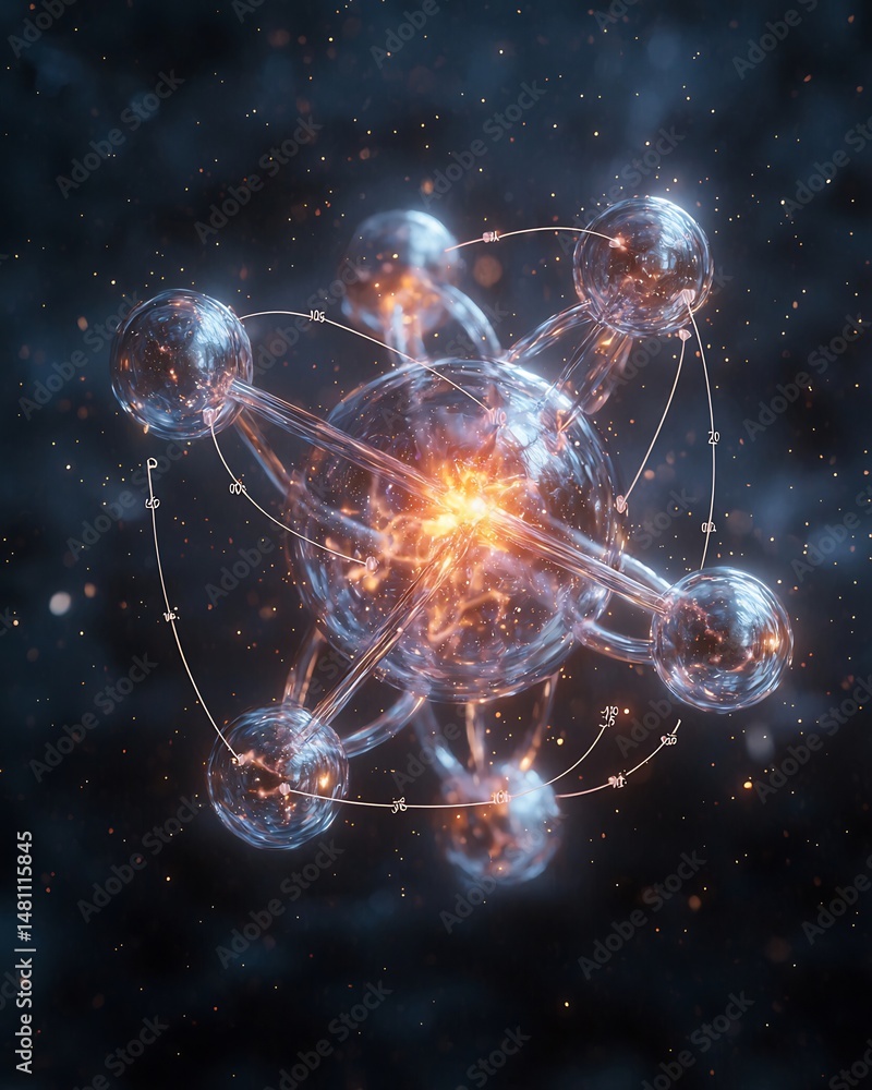 Ilustrace Atoms partial charges attracting via weak forces ...