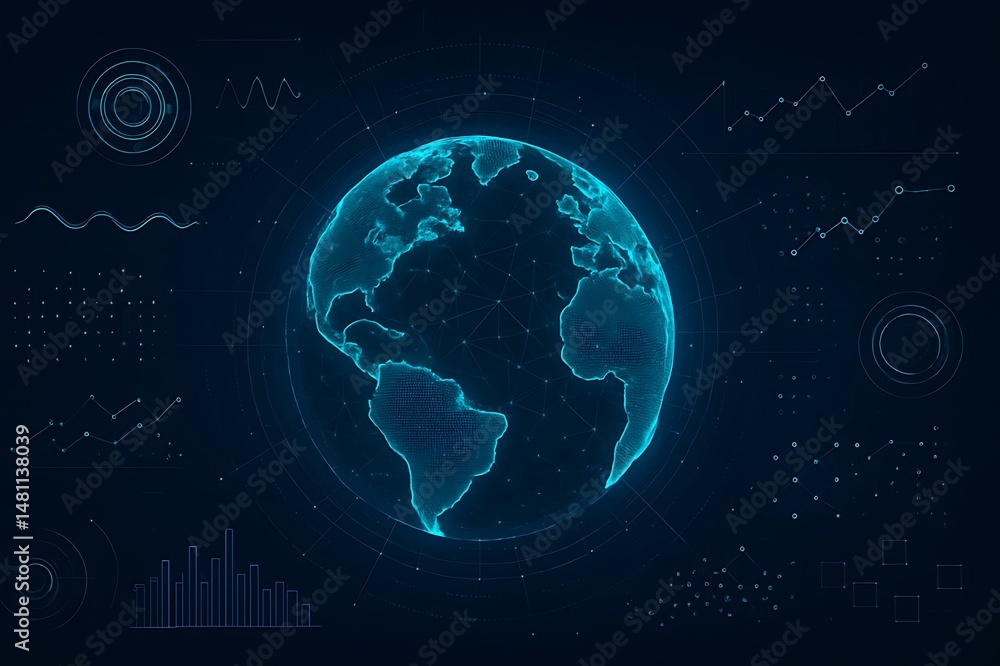 Global Network Data Visualization Digital Earth Analytics Charts Stock ...