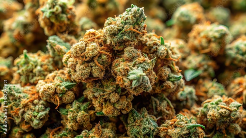 High-quality image of dried cannabis nugs with intricate details on ...