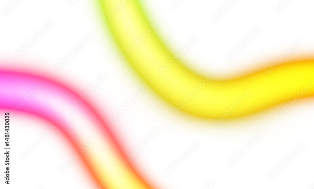 Abstract curved neon glowing lines on transparent background, light ...