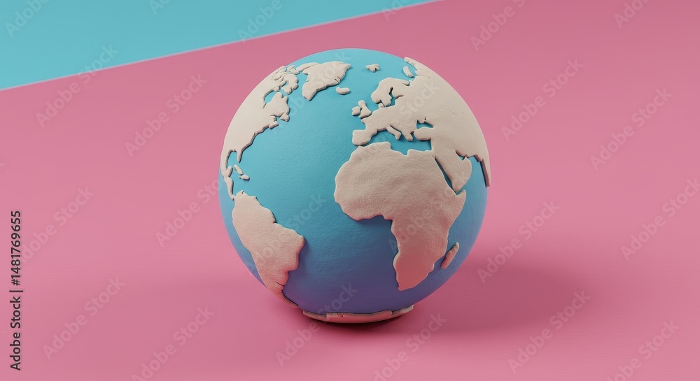 3D Pixel Art: Pixelated Earth on a Two Tone Background Stock ...