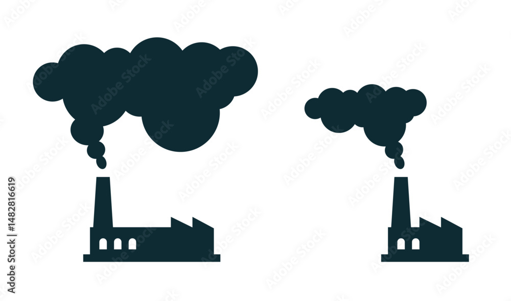 Praca wektorowa bez tantiem: Factory air sky emission pollution icon ...