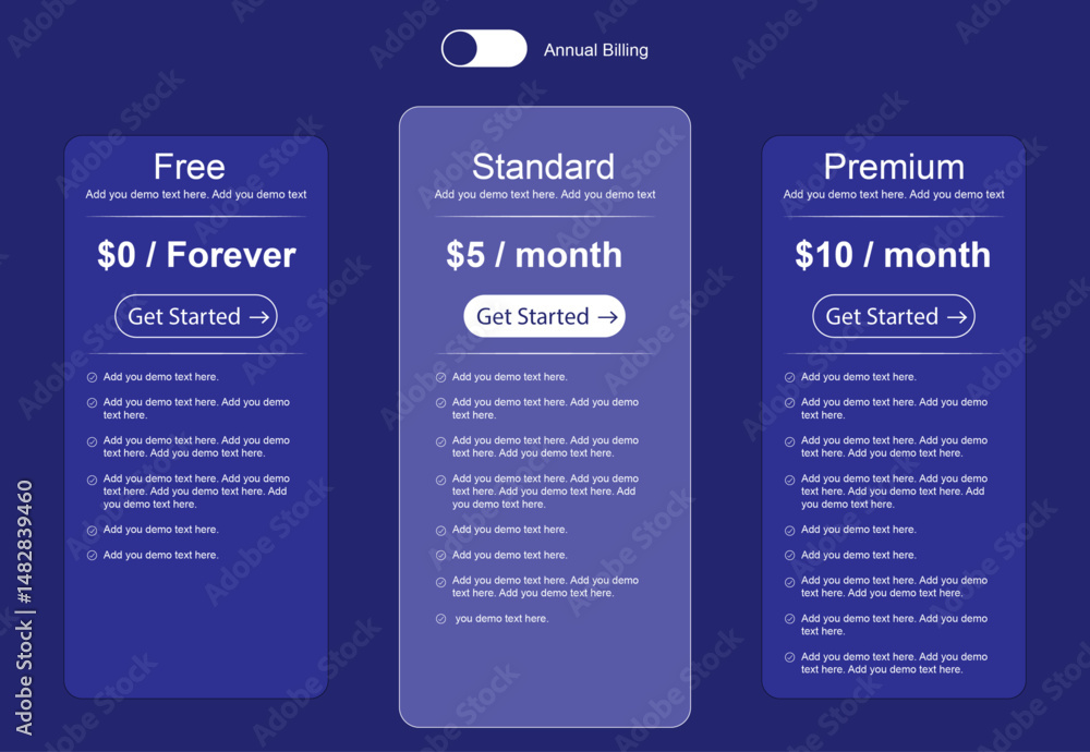 Price List Templates For Powerpoint Subscription Plans And Pricing