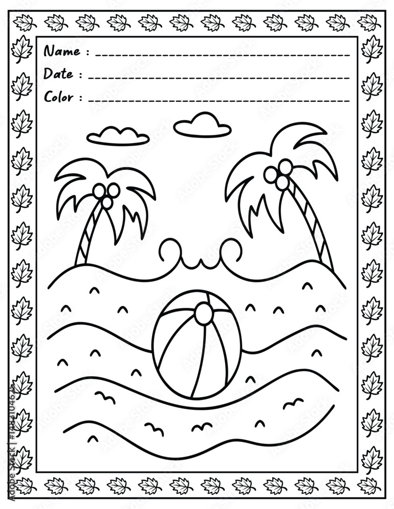Image vectorielle Stock Big And Bold Summer Vibes Coloring Pages For ...