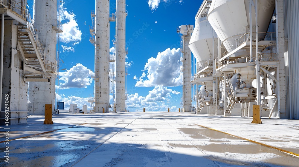 Stock-Illustration „cement yard with twin concrete mixing structures ...