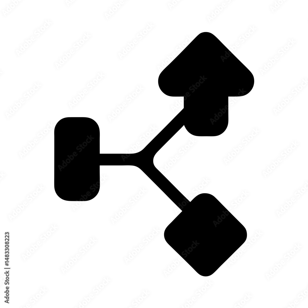 Three point branching diagram showing an arrow pointing up and ...