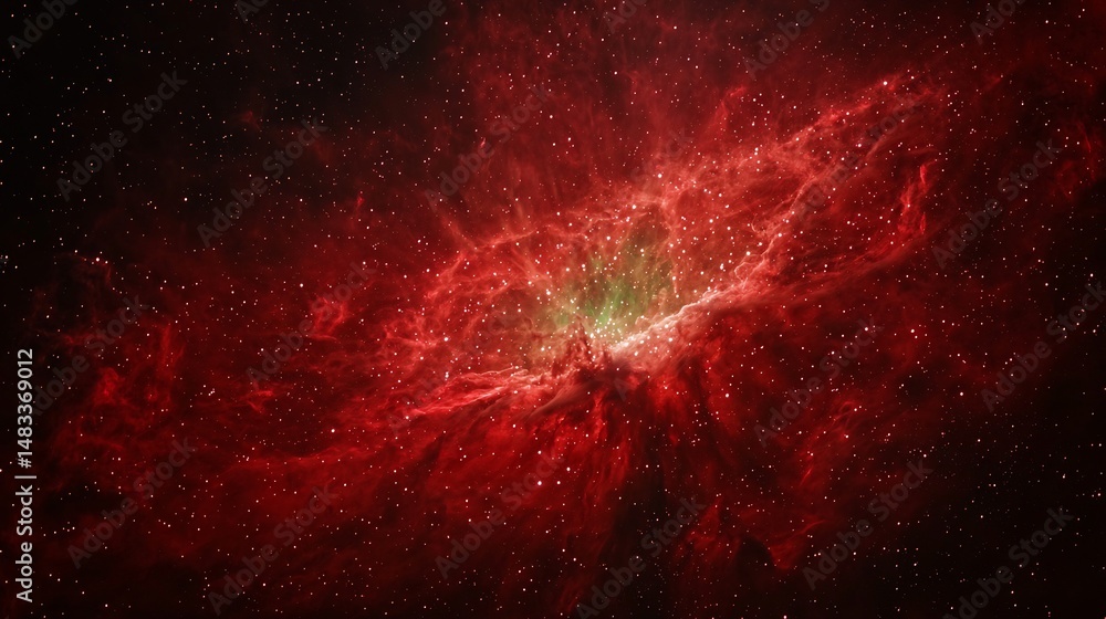 Stock-Illustration „Deep space render of nebula glowing with red ...