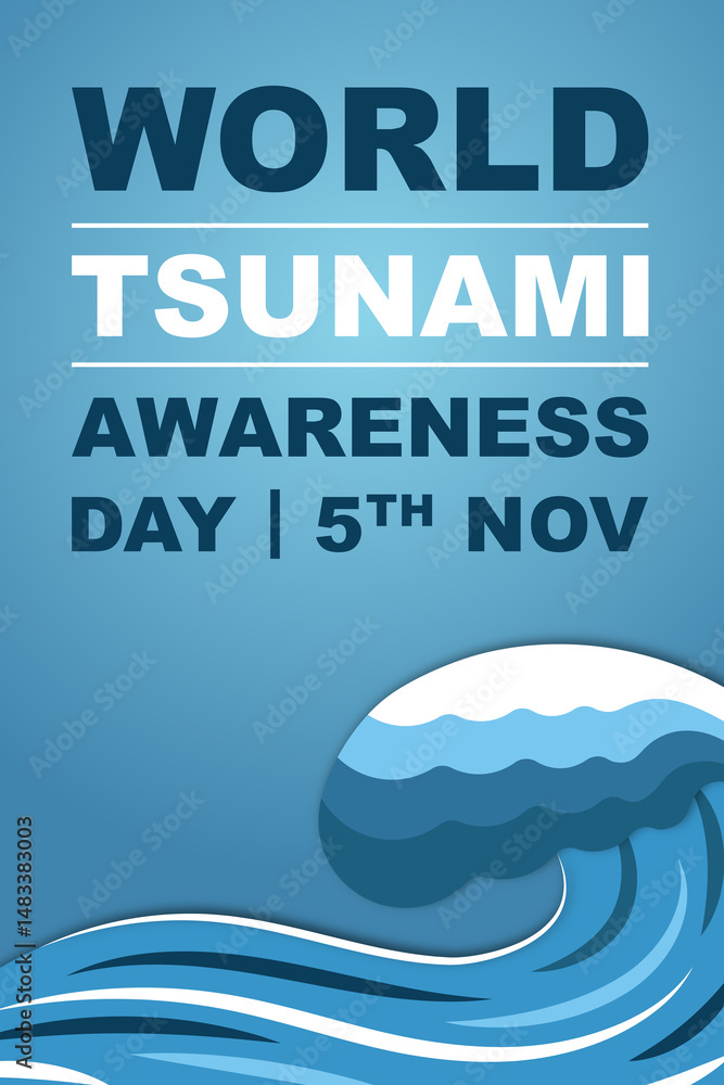 World Tsunami Awareness Day vector art. Powerful ocean waves and tall ...