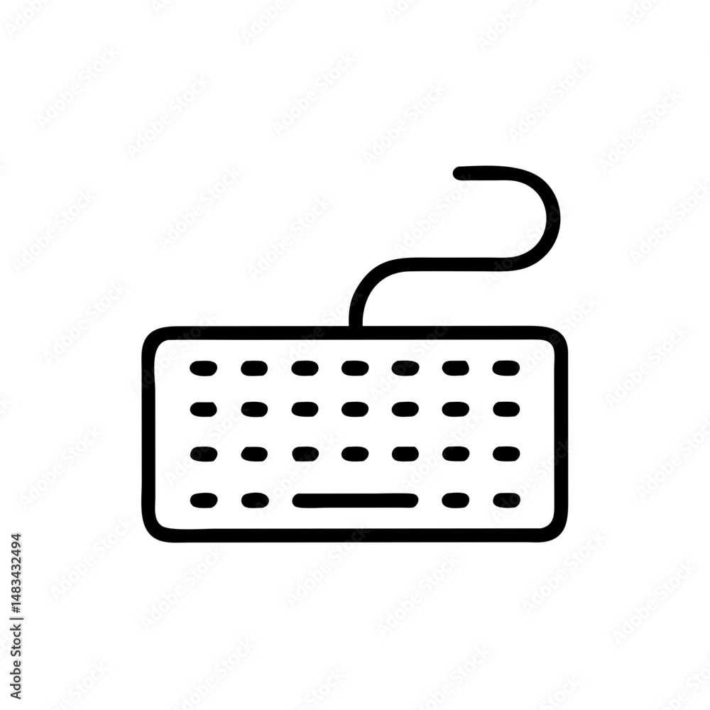 Wired Keyboard Device Icon Representing Computer Input Peripheral for ...