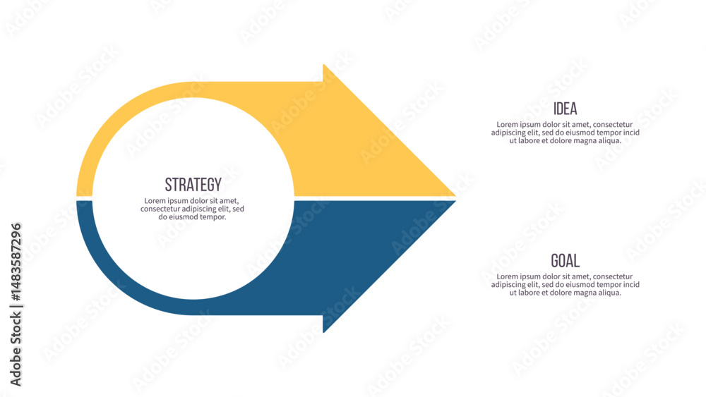 Business infographic template. Arrow chart with two options, steps ...