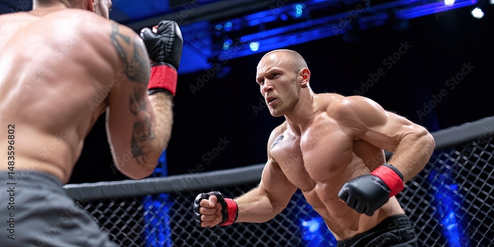 mma fighters in the cage ready to fight Stock Photo | Adobe Stock