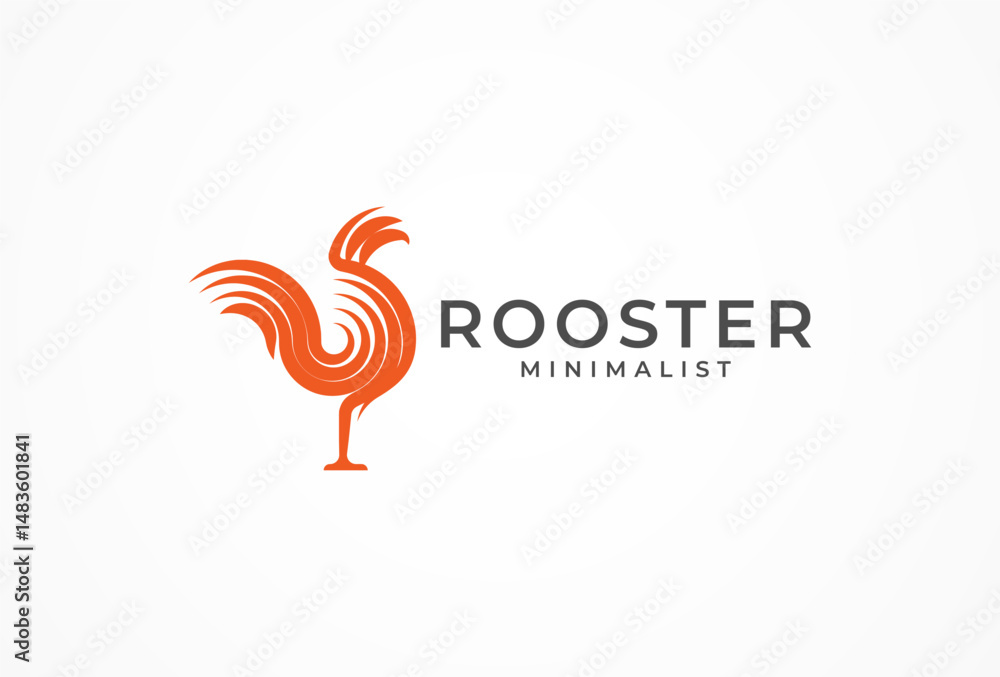 Rooster Logo Design, minimal Rooster line style, Rooster logo design ...