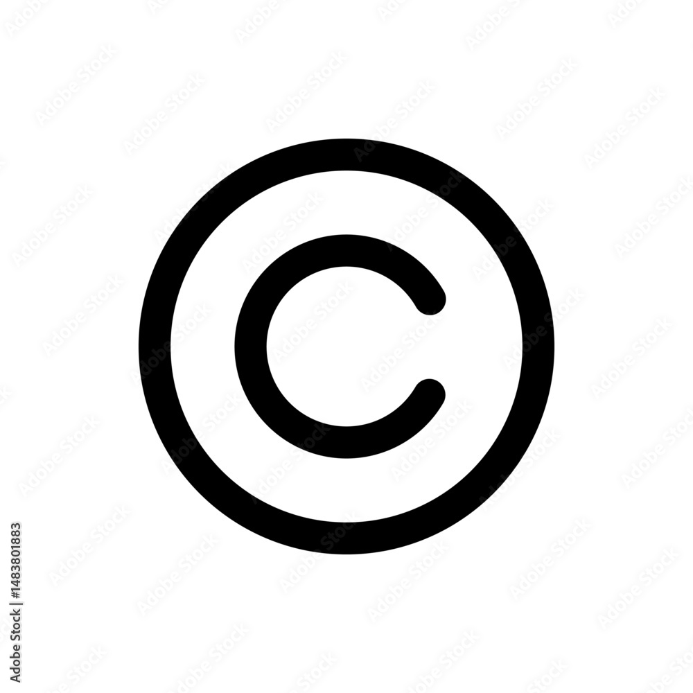 Black copyright symbol featuring a c inside a circle on a white ...